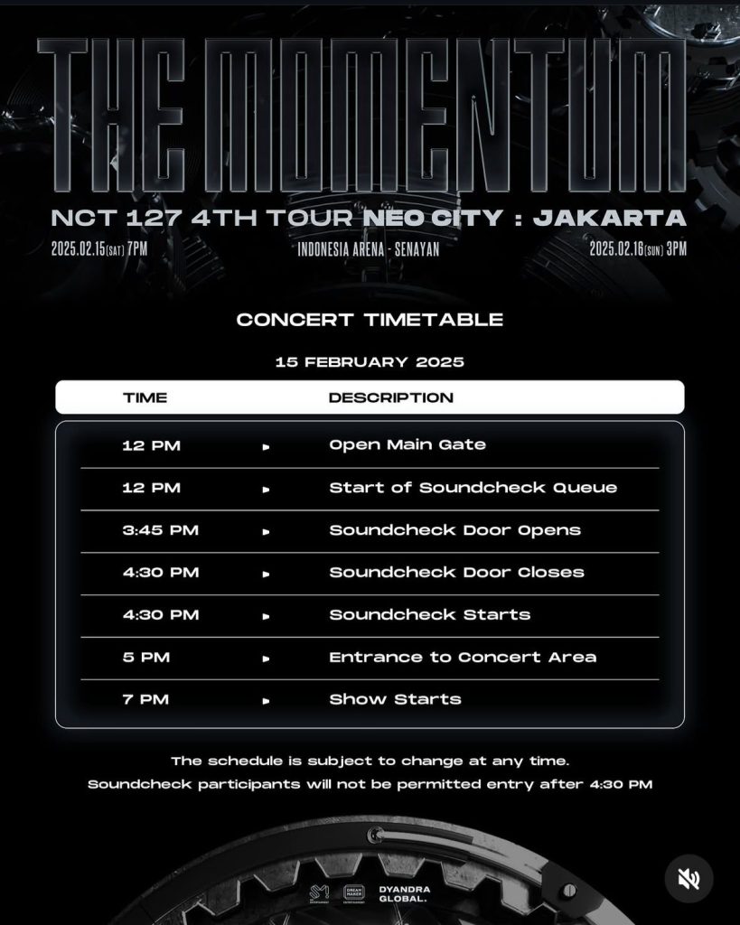 NCT 127 4TH TOUR NEO CITY : JAKARTA - THE MOMENTUM Concert Timetable ...