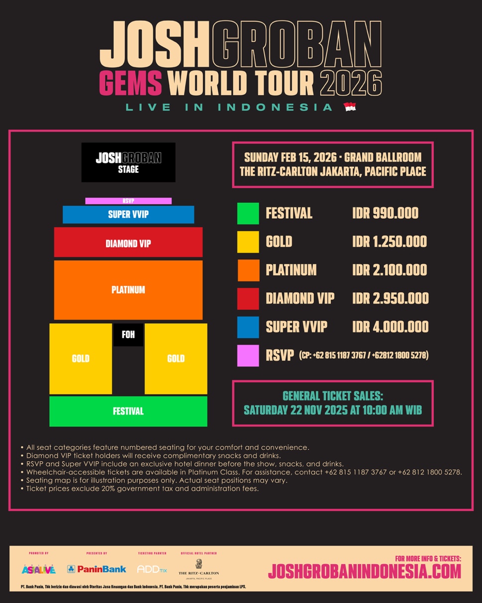 JOSH GROBAN ANNOUNCES GEMS WORLD TOUR 2026 Presented by Panin Bank ...